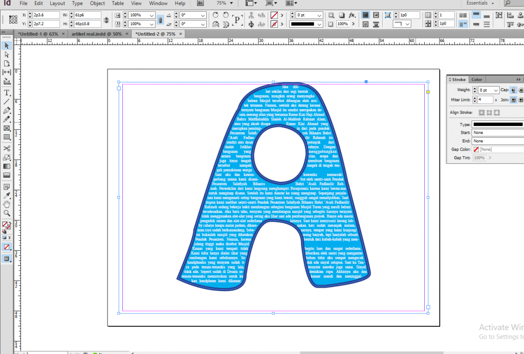 CARA MEMASUKKAN TEKS PADA HURUF DI INDESIGN | Sekolah Desain | Belajar ...